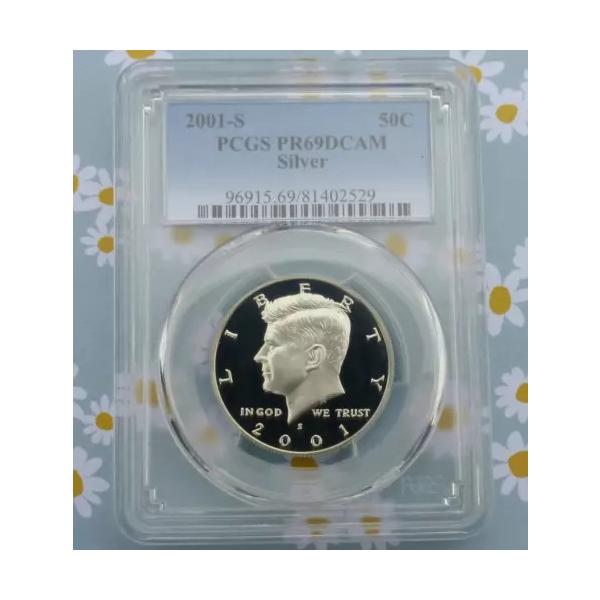2001 S PCGS PR 69 D-Cam シルバー ケネディ ハーフダラー、プルーフ 69 ディープ カメオ 50C コイン