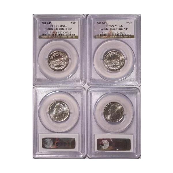 2013 P&amp;D ホワイト マウンテン NP クォーター 2 コイン セット 25c PCGS MS66