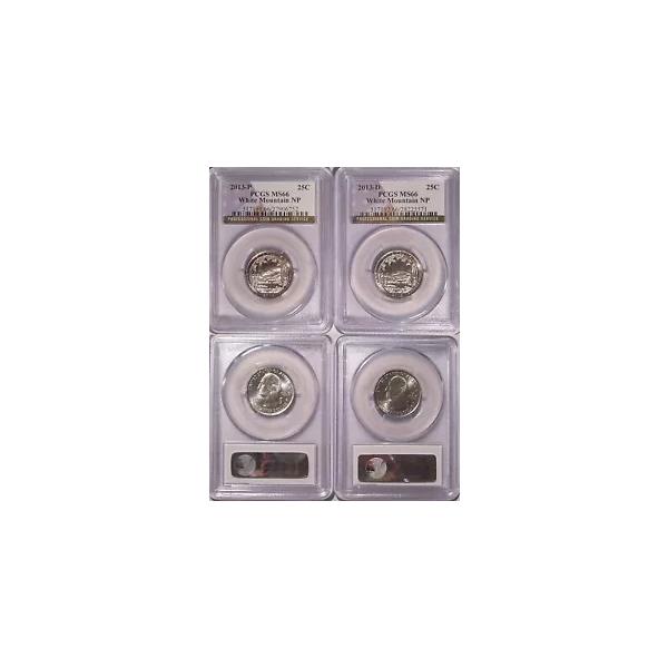 2013 P&amp;D ホワイト マウンテン NP クォーター 2 コイン セット 25c PCGS MS66