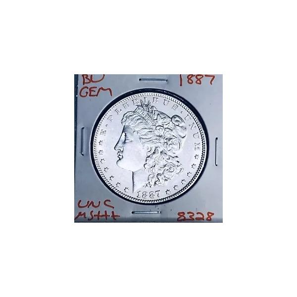 1887 BU ジェム モーガン シルバー ドル UNC MS+++ 米国造幣局 レア コイン 8328
