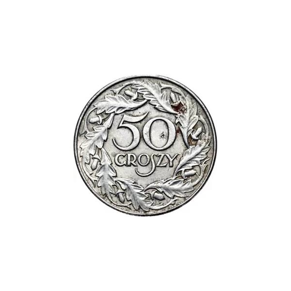 ポーランド GG - コイン - 50 Groszy Groschen 1938 - レア - ニッケルメッキ鉄