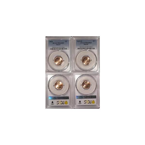 2024 P&amp;D リンカーン シールド 1c セント 2 コイン セット PCGS MS66RD