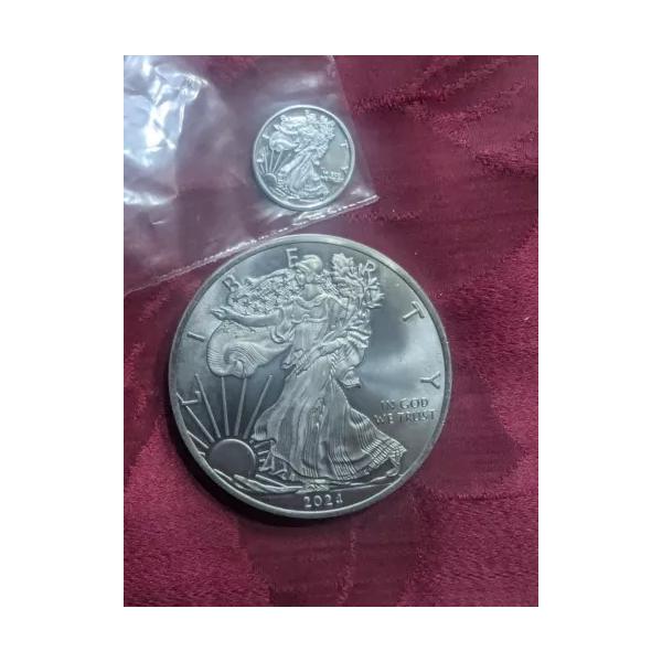 2024 1 オンス OZ 999 アメリカン イーグル ウォーキング リバティ コイン チタン &amp; 1 グラム シルバー