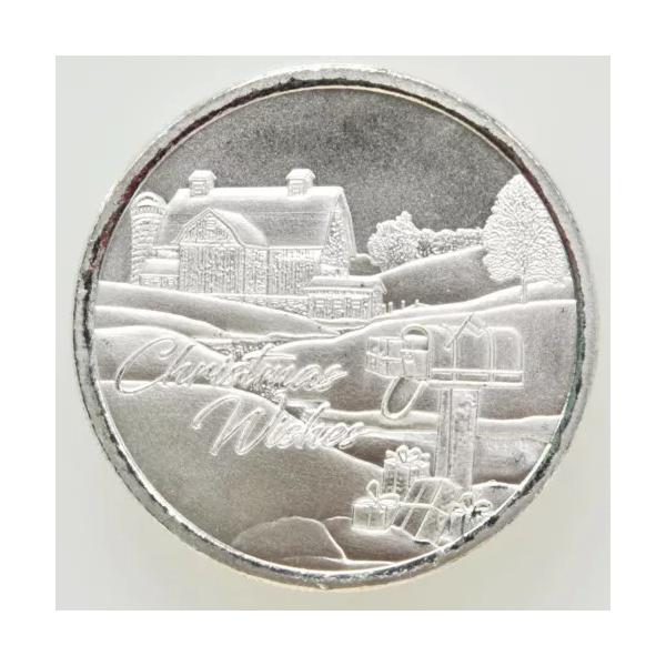 クリスマス ウィッシュ 1 OZT 純銀オンス 0.999 ホリデー ラウンド シングル コイン地金
