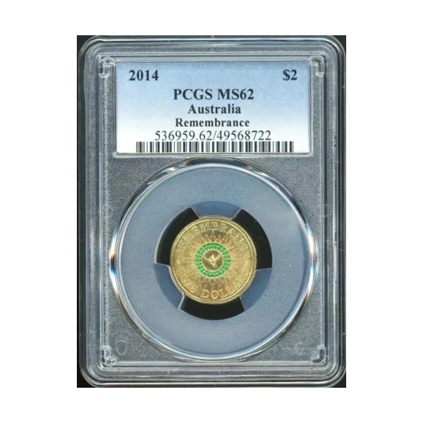 PCGS MS62 2014 記念 Green Dove オーストラリア $2 コイン