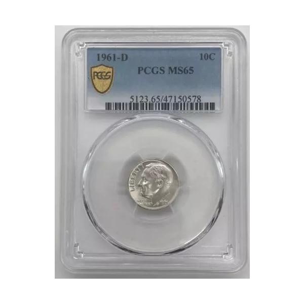 1961-D リバティ - ルーズベルト シルバー 10c MS65 PCGS - 米国コイン