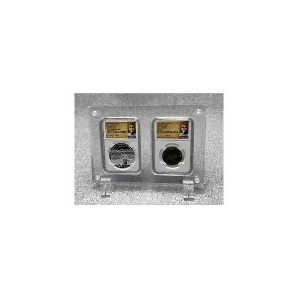ANACS/NGC/PCGS コイン ホルダー用 2 グリッド デスクトップ アクリル ディスプレイ フレーム ケース