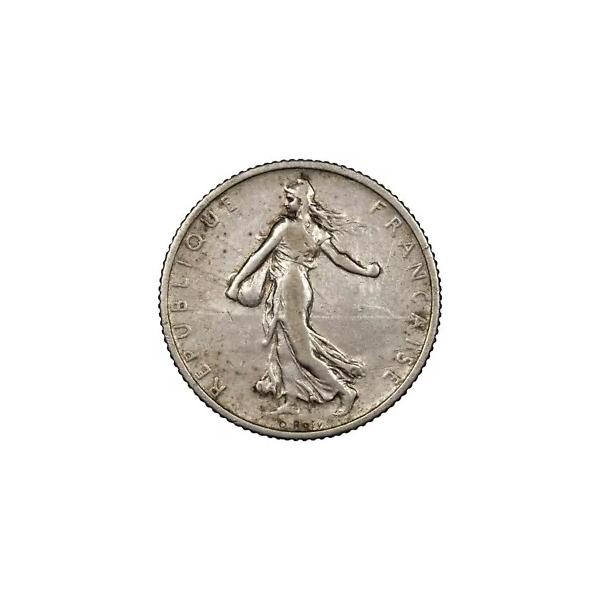 フランス - 1 フラン スムーズ 1907 シルバー - F.217/12 Gad.467 KM.844 - コイン O. Roty