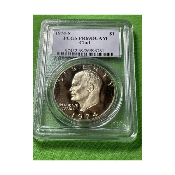 ?? 1974 S アイゼンハワー クラッド $1 ??PR 69 (PCGS) DCAM??ライトイーブンゴールデントーン
