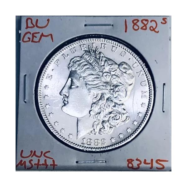 1882 S BU ジェム モーガン シルバー ドル UNC MS+++ 米国造幣局 レア コイン 8345
