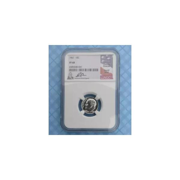 1961 NGC PF 68 ルーズベルト シルバー ダイム、プルーフ 68 10 セント、デビッド モトルのサイン入り