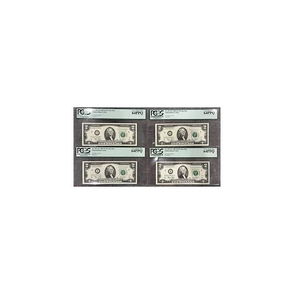 2003 年 $2 2 ドル紙幣 *スター* 紙幣 PCGS 64PPQ 非常に選択肢の多い新品 (3 枚あり)