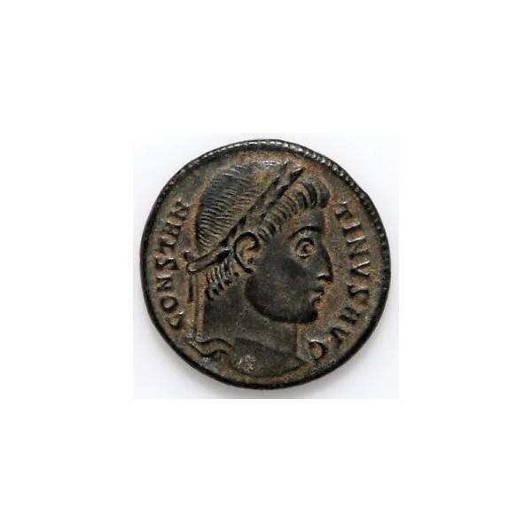 ローマのコイン AE follis-コンスタンティヌス I-キャンプゲート-ニコメディア-ca 306-337 AD