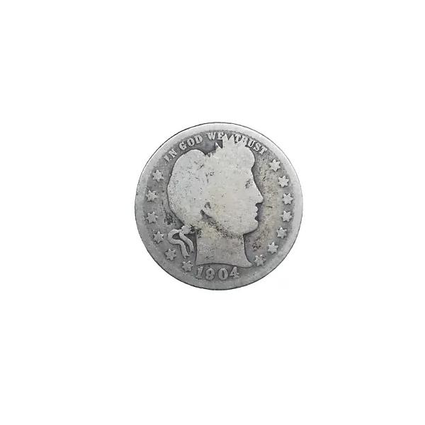 1904-O バーバー クォーター G グッド 90% シルバー 25c US タイプ コイン #2