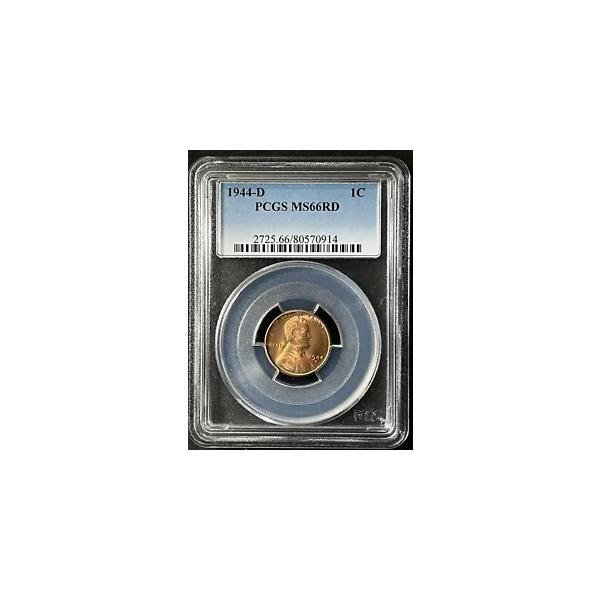 1944-D 1C RD リンカーン小麦 1 セント PCGS MS66RD 80570914