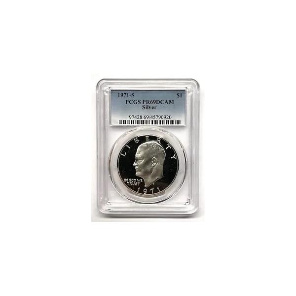 1971-S シルバー アイゼンハワー ドル ゴールド シールド PCGS PR69DCAM - 無料船