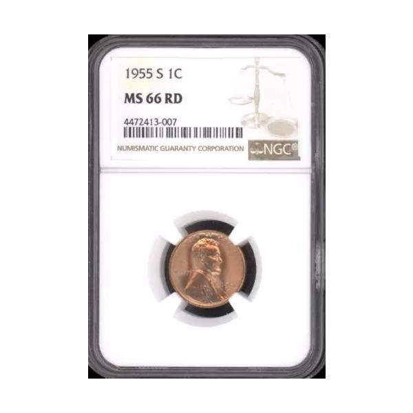 1955-S リンカーン記念セント ペニー NGC MS66RD BU 詳細コイン