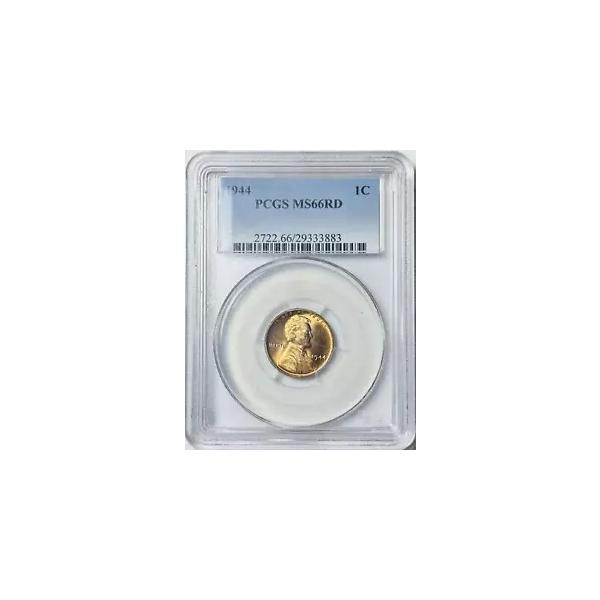 1944 P スモール セント リンカーン、小麦耳リバース PCGS MS-66 RD
