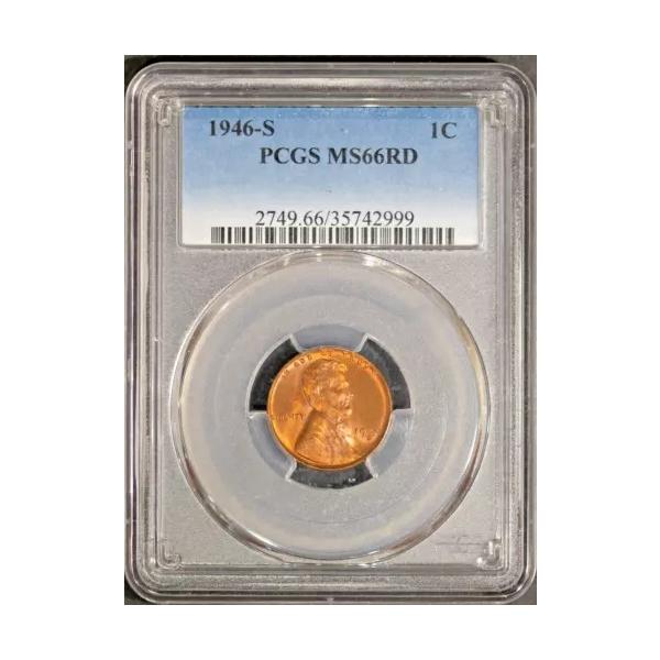 1946-S 1c リンカーン ヘッド ウィート セント MS 66 レッド PCGS # 35742999 + ボーナス