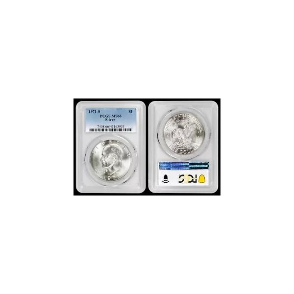 1971-S アイゼンハワー (アイク) ドル シルバー PCGS MS66 - 新しくグレードされた素敵な白いコイン