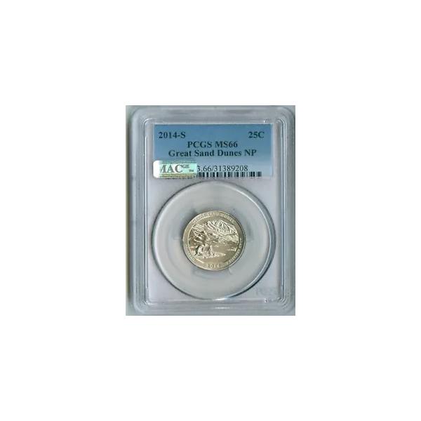 2014 S PCGS MS66 グレート砂丘 NP クォーター 25c、MAC PQ、アイアピール、スポットレス!!
