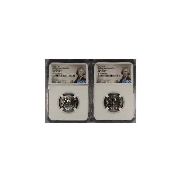 2023-P &amp; D セット NGC MS68 6FS ジェファーソン ニッケル 20 コイン Unc セット 早期リリース 5c