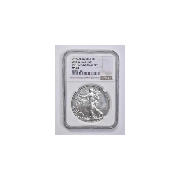 MS70 2011-W シルバー イーグル 25 周年記念 NGC 米国造幣局セット ブラウン ラベル
