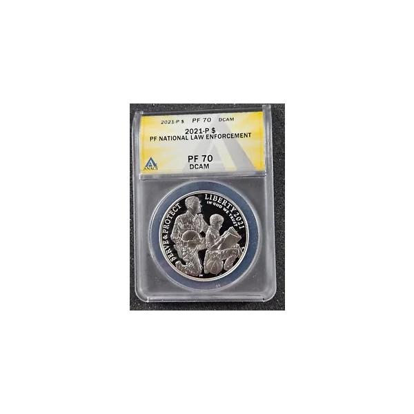 ?? 2021 国家法執行 $1 シルバー 記念コイン ANACS PF70 DCAM