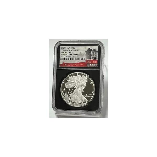 2017-S 1 オンス アメリカン シルバー イーグル $1 プルーフ コイン NGC PF69 おめでとうセット