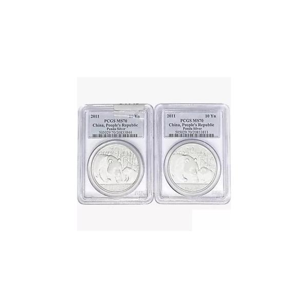 [2]2011 1オンス シルバー チャイナ パンダ 10 Yn PCGS MS70