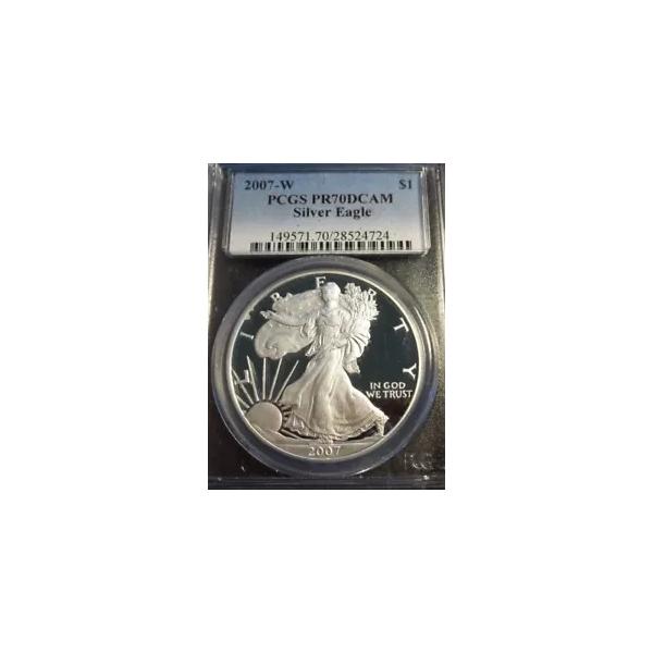 PCGS 2007 W アメリカン シルバー イーグル ドル 米国造幣局 コイン PR70-DCAM