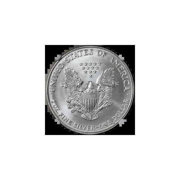 1995 シルバー アメリカン イーグル $1 NGC MS68 エラー - リバース ストラック スルー