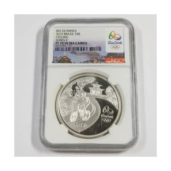 2015 NGC PF70 UCAM - ブラジル 0.925 シルバー リオ オリンピック サイクリング 5 レアル コイン 50350A