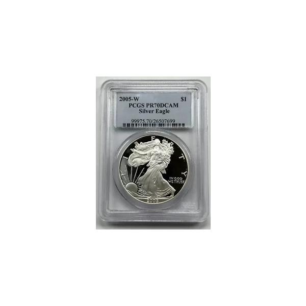 2005-W $1 アメリカン プルーフ シルバー イーグル ドル コイン PCGS PR70DCAM キー 日付 レア 米国
