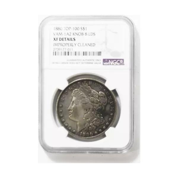 1880 $1 モーガン シルバー 1 ドル 米国コイン フィラデルフィア VAM 1A2 ノブ 8 LDS トップ 100