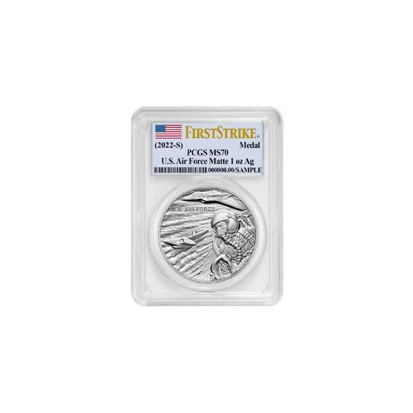 2022 アメリカ空軍 1 オンス シルバー メダル PCGS MS70 FS フラッグ ラベル