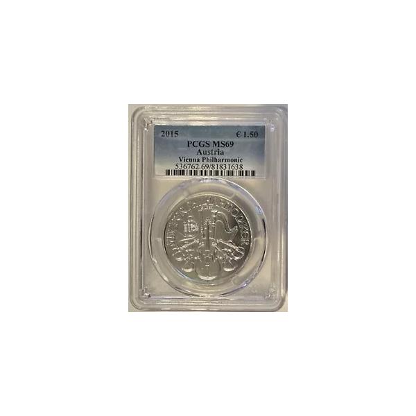 2015 シルバー オーストリア ウィーン フィルハーモニー音楽 1.5 ユーロ PCGS MS69