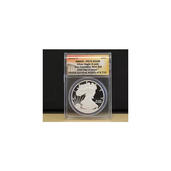 2012-S ANACS PR70 DCAM S$1 1オンス .999 シルバー イーグル 2 コイン サンフランシスコ ミント セット