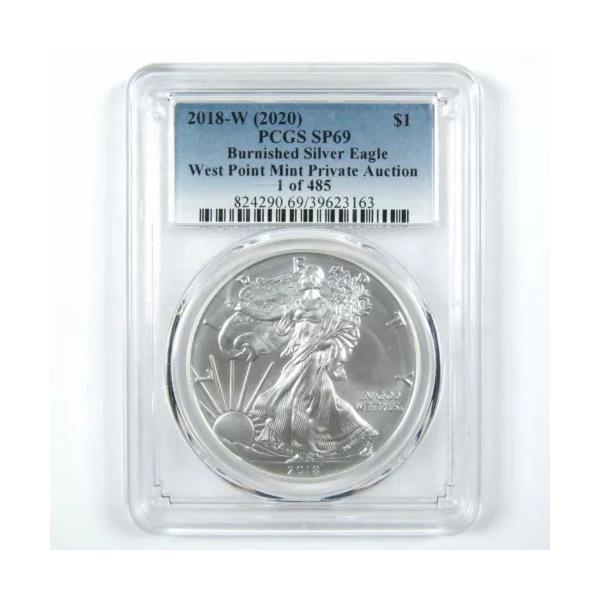 2018 W アメリカン シルバー イーグル SP 69 PCGS $1 バーニッシュ SKU:CPC7108