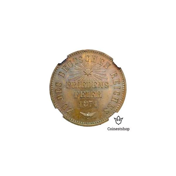 1871 ドイツ NGC MS 65 BN 1 クロイツァー バーデン - 勝利の銅貨 フリードリヒ 1 世-