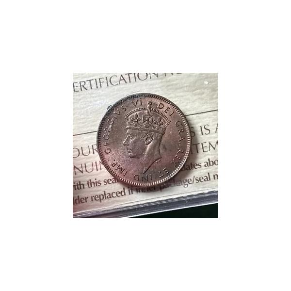 1942 年ニューファンドランド セント、赤/茶色のコイン、ICCS MS63