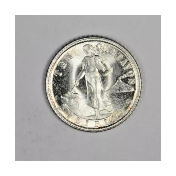 米国 フィリピン 1945-D 10C 10 センターボ セント シルバー コイン BU 宝石 UNC MS Inv#1107