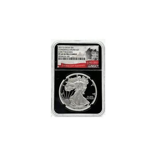 2017-S シルバー イーグル NGC PF 69 ウルトラ カメオ 早期リリースおめでとうセット *SC