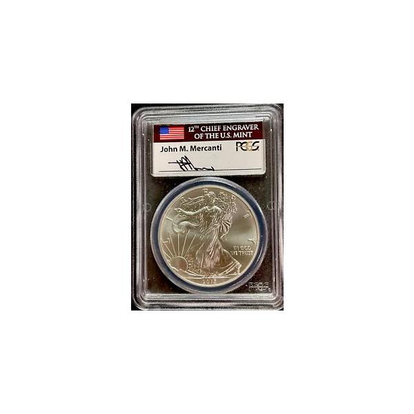 2015年シルバーアメリカンイーグル。 PCGS MS 70 ファーストストライク。メルカンティのサイン入り。 ENNコイン