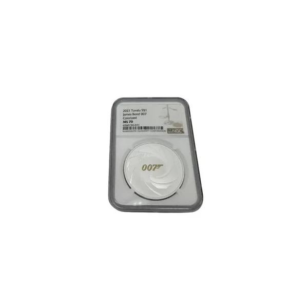 1 オンス シルバー 2021 ツバル $1 カラー化されたジェームズ ボンド 007 NGC MS70??ミント グッズ