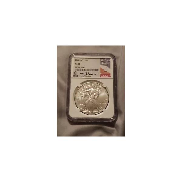 2014 NGC MS70 シルバー イーグル、トーマス ウラム 署名
