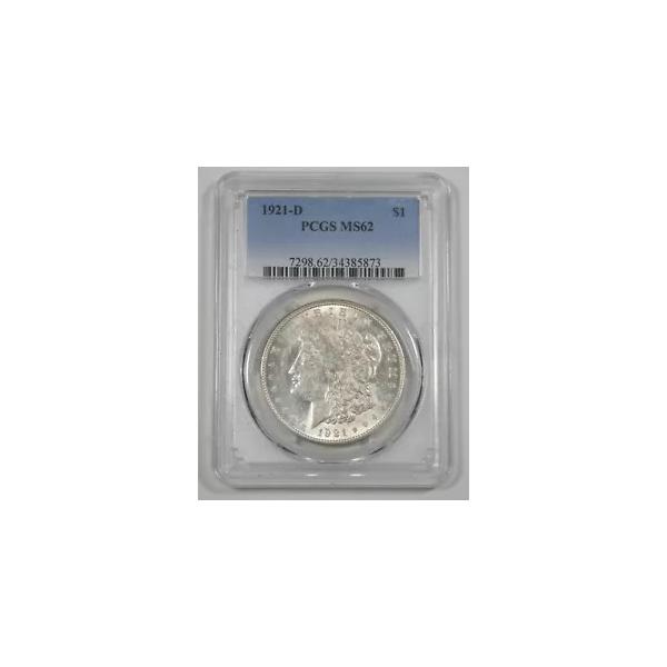 1921-D モルガン ドル認定 PCGS MS 62 シルバー ドル