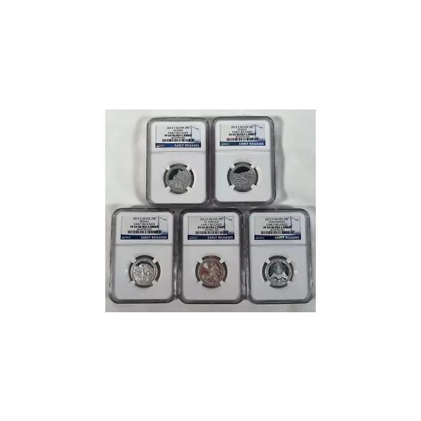 2012 S NGC PF69 ウルトラ カメオ アメリカ 美しいシルバー クォーター 5 コイン セット。