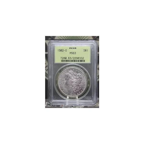 1902 "O" モーガン シルバー ドル $1 PCGS MS63 #332 OGH オールド グリーン ホルダー BU Unc