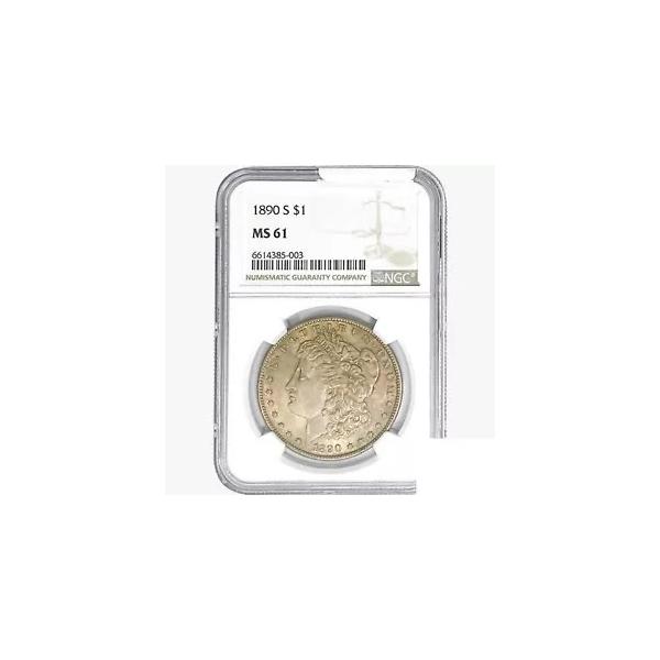 1890-S モーガン シルバー ダラー コイン NGC MS61